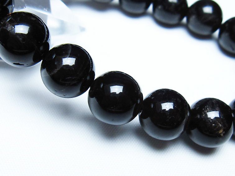 パワーストーン 天然石 モリオン 純天然 黒水晶 ブレスレット 12mm [T112-7573]